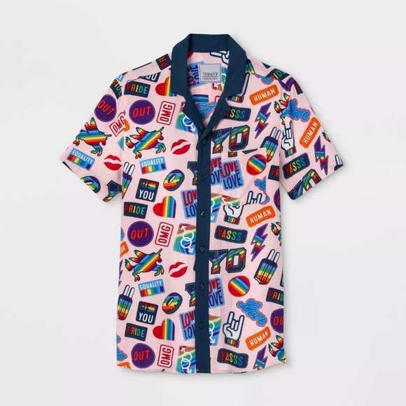 Trinity Collective | Shirts | Pride Adult Sizes Rainbow Logos All Over ...